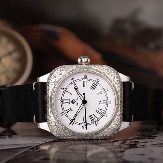 Silver Engraved Watch – Jaipur Watch Company
